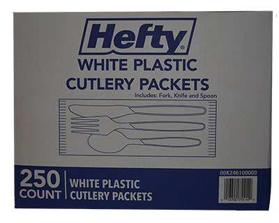 Hefty White Plastic Cultery Packets 250 count $32.69USD - Spice Place