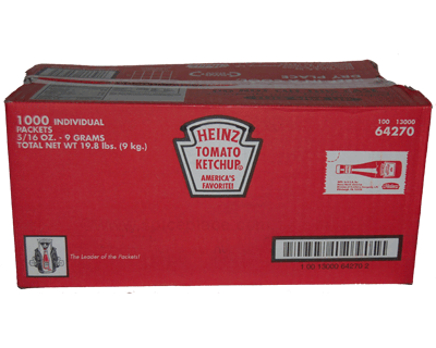Heinz Ketchup Portion Packs 1000 x 5/16oz Packets $36.99USD - Spice Place