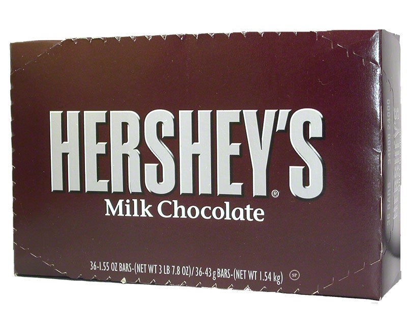 Hershey's Milk Chocolate Bars, Carton of 36 1.55oz 43g $43.36USD ...
