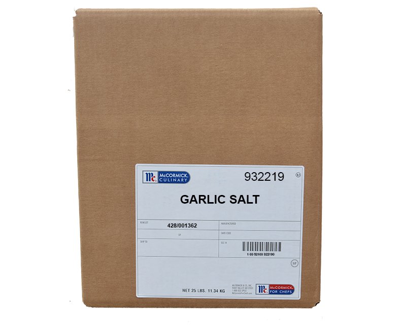 McCormick Garlic Salt 25lbs 11.34kg $113.49USD - Spice Place